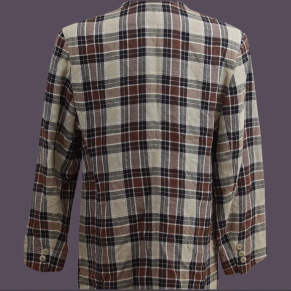 Rafaella | Jackets & Coats | Rafaella Browncream Checkered Blazer ...